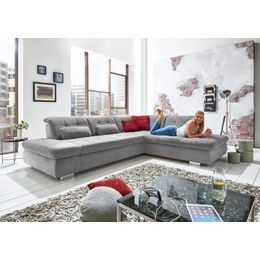 Ecksofa DIE PLANBAR, B:323cm H:84cm T:260cm, silber, 100% Polyester, Wohnzimmer, Sofas, "MP-IN17004 L-Form, Breite 323 cm, mit Federkern-Polsterung",
