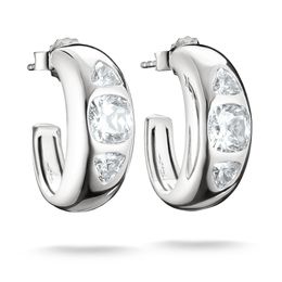 Thomas Sabo Damen Paar Creolen "Bold Elegance Ohrringe mit Zirkoniasteinen", Silber 925 (recycelt)silberfarben, kristallwei&szlig;, kristallwei&szlig;, Silber