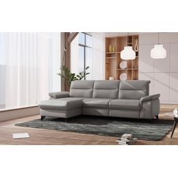 Sit & More Ecksofa SIT & MORE, B:260cm H:91cm T:175cm, grau, 100% Polyester, Wohnzimmer, Sofas, "Astoria L-Form", wahlweise mit motorischer Relaxfunktion