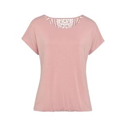 Vivance Damen Kurzarmshirt "mit Spitzeneinsatz im R&uuml;cken", rosa, Gr. 36, unifarben, Single Jersey, Obermaterial: 95% Viskose (LENZING ECOVERO ), 5%