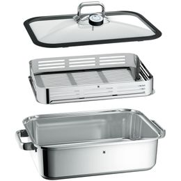WMF Dampfgartopf "Vitalis, Br&auml;ter Induktion mit Glasdeckel und Silikonrand", 3,5 l + H&ouml;he 10cm, grau, T&ouml;pfe, Dampfgarer mit integriertem Thermometer,