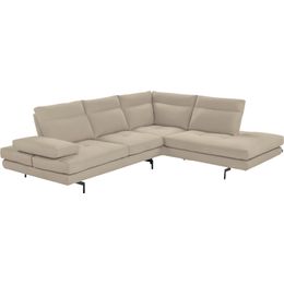 Ecksofa Calia italia, B:288cm H:90cm T:232cm, beige, Leder BULL (100% Leder), Wohnzimmer, Sofas, "Toby Wing, B/T: 288/232 cm, Designsofa mit