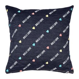 Dekokissen Pad, B:50cm L:50cm, blau, Baumwolle, Dekokissen_Sitzkissen_Kissenh&uuml;llen, "BULLI LOVE", Made in Europe, Kissenh&uuml;lle ohne F&uuml;llung, 1 St&uuml;ck