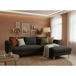 Ecksofa Trendmanufaktur "Amazing, wahlw. mit Schlaffunktion & Bettkasten, Fu&szlig; Buche lackiert", dunkelgrau, B:232cm H:81cm T:161cm, Sofas, Ecksofa, Recamiere beidseitig montierbar, L-Form,in Cord o. Struktur, B: 232 cm