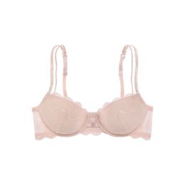 Lascana Damen Push-up-BH, Gr. 85, rosa, Spitze, Obermaterial: 60% Polyamid, 35% Polyester, 5% Elasthan, BHs, mit praktischem Vorderverschluss und