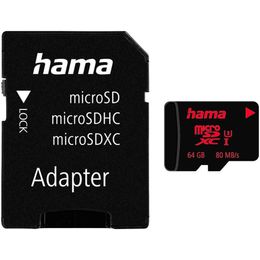 Hama Speicherkarte "microSD Karte Memory Pro 4K, Adapter/Mobile, UHS Speed C3 UHS-I 80MB/s", 64 GB, schwarz, Speicherkarten