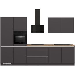 K&uuml;che IMPULS K&Uuml;CHEN, B:340cm H:222cm T:60cm, grau, Komplettk&uuml;chen-Sets, ""Dublin", Anti Fingerprint Oberfl&auml;che, Schubk&auml;sten mit Soft-Close",