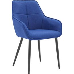 M&ouml;bilia Armlehnstuhl M&Ouml;BILIA, B:55cm H:86cm T:46cm, blau, Leinen, Esszimmer, St&uuml;hle, "Maretta", mit gestepptem R&uuml;cken