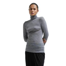 Strickpullover SEAMLESS BASIC "Seamless Basic Shirt Woolen Lola", Damen, Gr. onesize, grau (grau melange), Obermaterial: 100% Wolle, Pullover Strickpullover