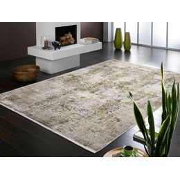Teppich, B:80cm H:8mm L:150cm, gr&uuml;n, OCI DIE TEPPICHMARKE, Viskose, Wohnzimmer, Teppiche, "BESTELLER CAVA, auch als L&auml;ufer und in Rund", Glanz