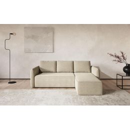 Ecksofa COTTA, B:239cm H:89cm T:170cm, beige, 100% POLYESTER, Wohnzimmer, Sofas, "Flow, bequem, L-Form, Breite 239 cm, schmale Armlehnen", wahlweise