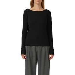 s.Oliver Damen Langarmshirtschwarz, Gr. 38, unifarben, Strick, Obermaterial: 65% Polyester, 35% Viskose, Shirts, mit U-Boot-Ausschnitt