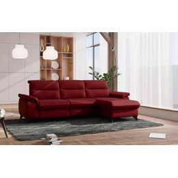 Sit & More Ecksofa SIT & MORE, B:260cm H:91cm T:175cm, rot, 100% Polyester, Wohnzimmer, Sofas, "Astoria L-Form", wahlweise mit motorischer Relaxfunktion