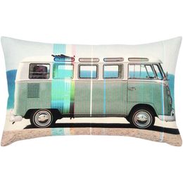 Dekokissen Pad, B:60cm L:35cm, blau, Baumwolle, Dekokissen_Sitzkissen_Kissenh&uuml;llen, "HOLIDAY", Made in Europe, Kissenh&uuml;lle ohne F&uuml;llung, Motiv Bulli,