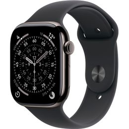 Apple Smartwatch "Watch Series 11", 46mm,mit eSIM, M/L, Sport Bandschwarz, slate, Smartwatches