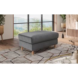 Polsterhocker OTTO HOME, B:100cm H:48cm T:65cm, grau, 100%Polyester, Hocker, "Calypso", Holzfuesse mit Metallteller