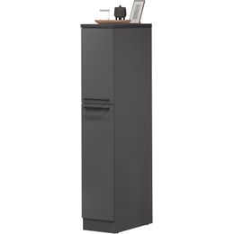 Apothekerschrank KOCHSTATION, B:30cm H:165cm T:60cm, schwarz, Holzwerkstoff, K&uuml;che, Schr&auml;nke, "KS-Sole", Breite 30 cm, 2 Ausz&uuml;ge, 4 F&auml;cher