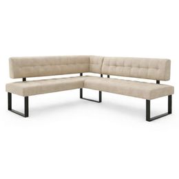 Eckbank Home Affaire, B:207cm H:61cm T:167cm, beige, Massivholz, Metall, Polyester, Esszimmer, Sitzb&auml;nke, "Mia K&uuml;chenbank, Polsterbank,