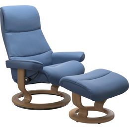 Relaxsessel stressless, B:82cm H:108cm T:81cm, blau, Wohnzimmer, Sessel, "View", mit Classic Base, Gr&ouml;&szlig;e M,Gestell Eiche