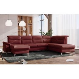 Sit & More Wohnlandschaft SIT & MORE, B:327cm H:91cm T:225cm, rot, 100% Polyester, Sofas, "Astoria U-Form", wahlweise mit motorischer Relaxfunktion
