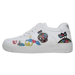 DOGO Damen Sneaker "Dice Low-Top Sneaker Tweety Love Damen Sneaker", Gr. 37, wei&szlig;, Lederimitat, Schuhe, Handgefertigt