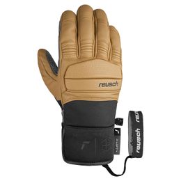 Reusch Damen Skihandschuhe "Henrik Kristoffersen", braun, Gr. 10, mehrfarbig, 60% Polyester, 40% Ziegenleder, Handschuhe, mit winddichter und