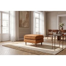 Polsterhocker Home Affaire "Pinto Skandi", orange (brick rot), B:76cm H:45cm T:56cm, 100% Polyester, Hocker, Polsterhocker, mit Keder, Massivholzf&uuml;&szlig;e Eiche ger&auml;uchert