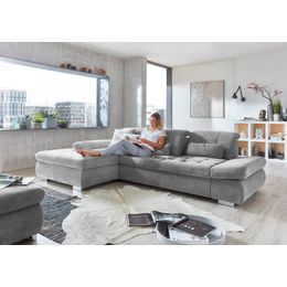 Ecksofa DIE PLANBAR, B:331cm H:84cm T:194cm, silber, 100% Polyester, Wohnzimmer, Sofas, "MP-IN17004 L-Form, Breite 331 cm, Federkern-Polsterung",