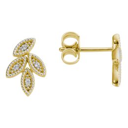 Firetti Damen Paar Ohrstecker "Schmuck Geschenk Gold 333 Ohrschmuck Ohrringe Bl&auml;tter bicolor", 0,05, 0,05 P2 = erkennbare Einschl&uuml;sse, Diamanten