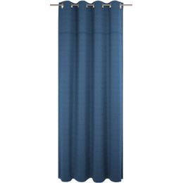 Vorhang WIRTH, B:150cm H:195cm, blau, Baumwolle, Leinen, Modal, Wohnzimmer, Gardinen, "Wiessee", nach Ma&szlig;