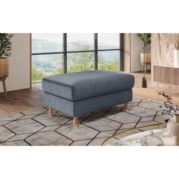 Polsterhocker OTTO HOME, B:100cm H:48cm T:65cm, grau, 100%Polyester, Hocker, "Calypso", Holzfuesse mit Metallteller