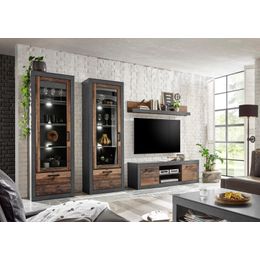 Wohnwand Home Affaire, B:303cm, grau, Wohnzimmer, Kastenm&ouml;bel-Sets, "BROOKLYN"