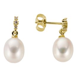 Firetti Damen Paar Ohrstecker "Schmuck Geschenk Gold 333 Ohrschmuck Ohrringe Tropfen", 0,04, 0,04 P2 = erkennbare Einschl&uuml;sse, Diamanten Gelbgold 333