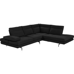 Ecksofa Calia italia, B:288cm H:90cm T:232cm, schwarz, Leder BULL (100% Leder), Wohnzimmer, Sofas, "Toby Wing, B/T: 288/232 cm, Designsofa mit