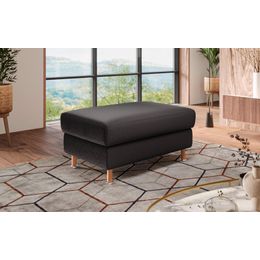 Polsterhocker OTTO HOME, B:100cm H:48cm T:65cm, grau, 100%Polyester, Hocker, "Calypso", Holzfuesse mit Metallteller