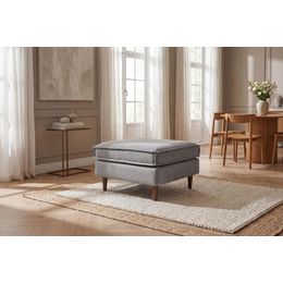 Polsterhocker Home Affaire "Pinto Skandi", grau, B:76cm H:45cm T:56cm, 100% Polyester, Hocker, Polsterhocker, mit Keder, Massivholzf&uuml;&szlig;e Eiche ger&auml;uchert
