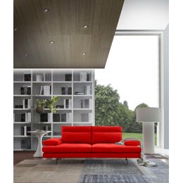3-Sitzer Calia italia, B:208cm H:90cm T:113cm, rot, Mikrofaser mit Nubuk Optik (100% Polyester), Sofas, "Toby Wing, 208 cm breit, Designsofa,