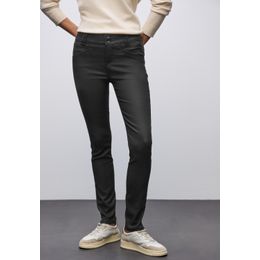 Street One Damen Lederimitathose, schwarz, Gr. 34, unifarben, Stoff, 79% Viskose, 18% Nylon, 3% Elasthan, Hosen, mit Coating