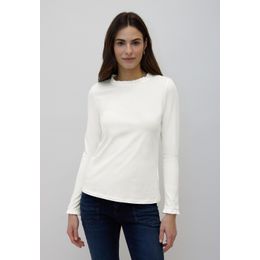 Damen Langarmshirtsanftes wei&szlig;, Gr. 46, STREET ONE STUDIO, unifarben, Web, 95% Baumwolle, 5% Elasthan, Shirts, Jersey