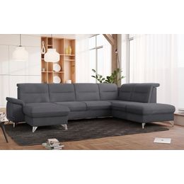 Sit & More Wohnlandschaft SIT & MORE, B:327cm H:91cm T:225cm, grau, 100% Polyester, Sofas, "Astoria U-Form", wahlweise mit motorischer Relaxfunktion