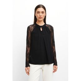 V&eacute;ro Moda VERO MODA Damen Spitzenshirt "VMMILLA LS LACE TOP GA JRS NOOS", schwarz, Gr. S, unifarben, Jersey, Obermaterial: 95% Polyester, 5% Elasthan, Shirts