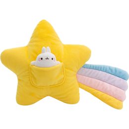 Nici Kinder Kuscheltier "Molang, Kissen Molang Sternschnuppe 40x28 cm", gelb, Pl&uuml;sch, Polyester, B:40cm H:28cm L:12cm, Pl&uuml;schfiguren