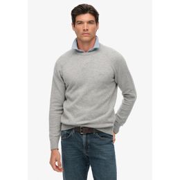 Superdry Herren Strickpullover "WOOL BLEND JUMPER"light grau marl, Gr. XXL, meliert, Strick, Obermaterial: 35% Wolle, 35% Nylon, 30% Baumwolle,