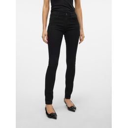 V&eacute;ro Moda VERO MODA Damen Skinny-fit-Jeans "VMELLY MR SKINNY JEANS BLK NOOS", schwarz, Gr. M, Denim/Jeans, Obermaterial: 70% Baumwolle, 29% Polyester, 1%