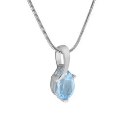 ZEEme Damen Kette mit Anh&auml;nger "Silber 925 rhodiniert mit echtem Blautopas (beh.) 10x7mm", 42+5cm, Silber 925 (Sterlingsilber), L: 47 B: 7mm, wei&szlig;,