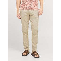 Jack & Jones JACK & JONES Herren Chinohose "JPSTMARCO SUNNY CHINO SN", grau, Gr. 34, unifarben, Web, Obermaterial: 98% Baumwolle, 2% Elasthan, Hosen