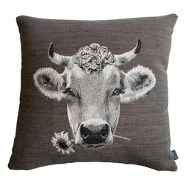 Dekokissen Pad, B:45cm L:45cm, grau, Baumwolle, Dekokissen_Sitzkissen_Kissenh&uuml;llen, "MOO", Made in Europe, Kissenh&uuml;lle ohne F&uuml;llung, 1 St&uuml;ck,