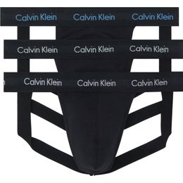 Herren String "JOCK STRAP 3PK", Calvin Klein Underwear, Gr. Mb, fad dnm, cdon tint, buff pk lgs, Jersey, Obermaterial: 95% Baumwolle, 5% Elasthan,