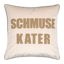 Dekokissen Pad, B:45cm L:45cmsand, schriftzug, Obermaterial: 100% Polyester, Dekokissen_Sitzkissen_Kissenh&uuml;llen, "LETTERS", farbige Keder, mit