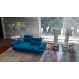 3,5-Sitzer Calia italia, B:228cm H:90cm T:113cm, blau, Mikrofaser mit Nubuk Optik (100% Polyester), Sofas, "Toby Wing, 228 cm breit, italienisches